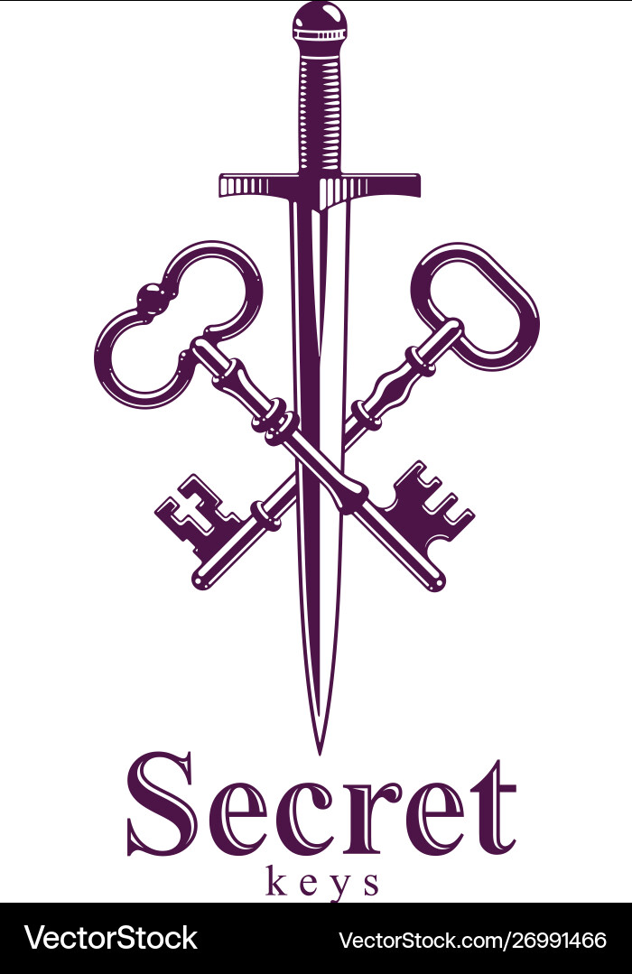 Crossed keys and dagger symbol emblem turnkeys Vector Image