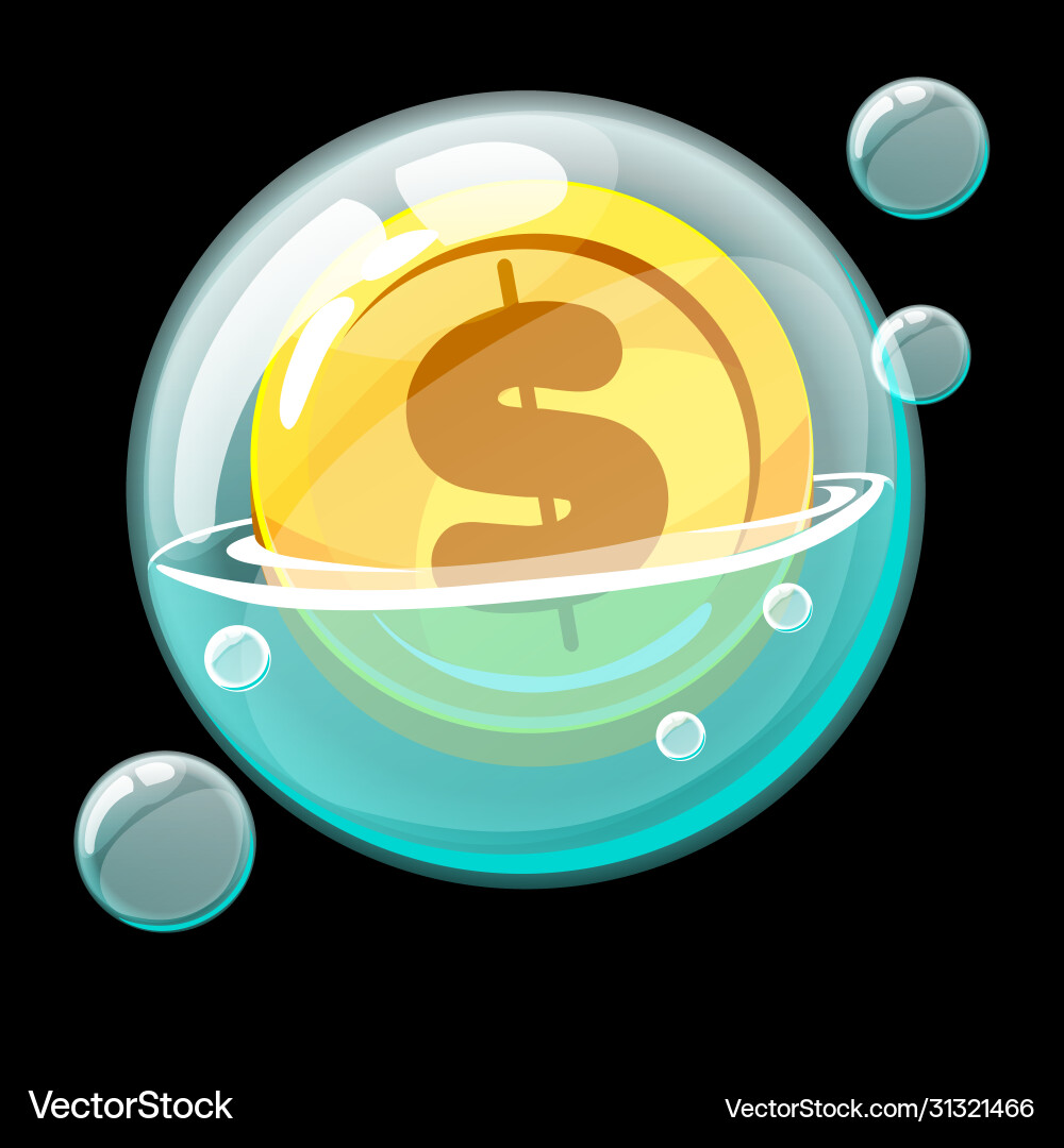 Gold Coin in Soap Bubble Icon Royalty Free Vector Image