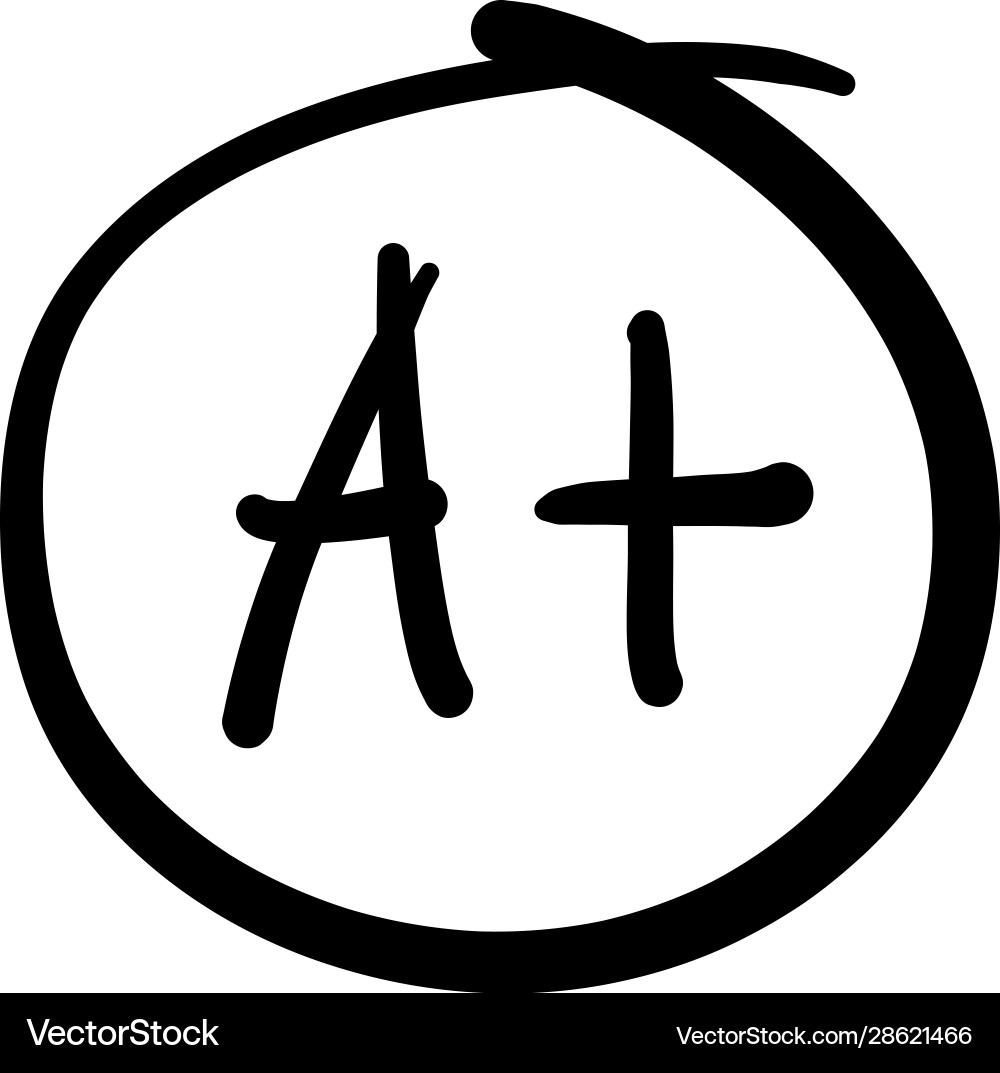 Hand drawn grade a plus result icon Royalty Free Vector