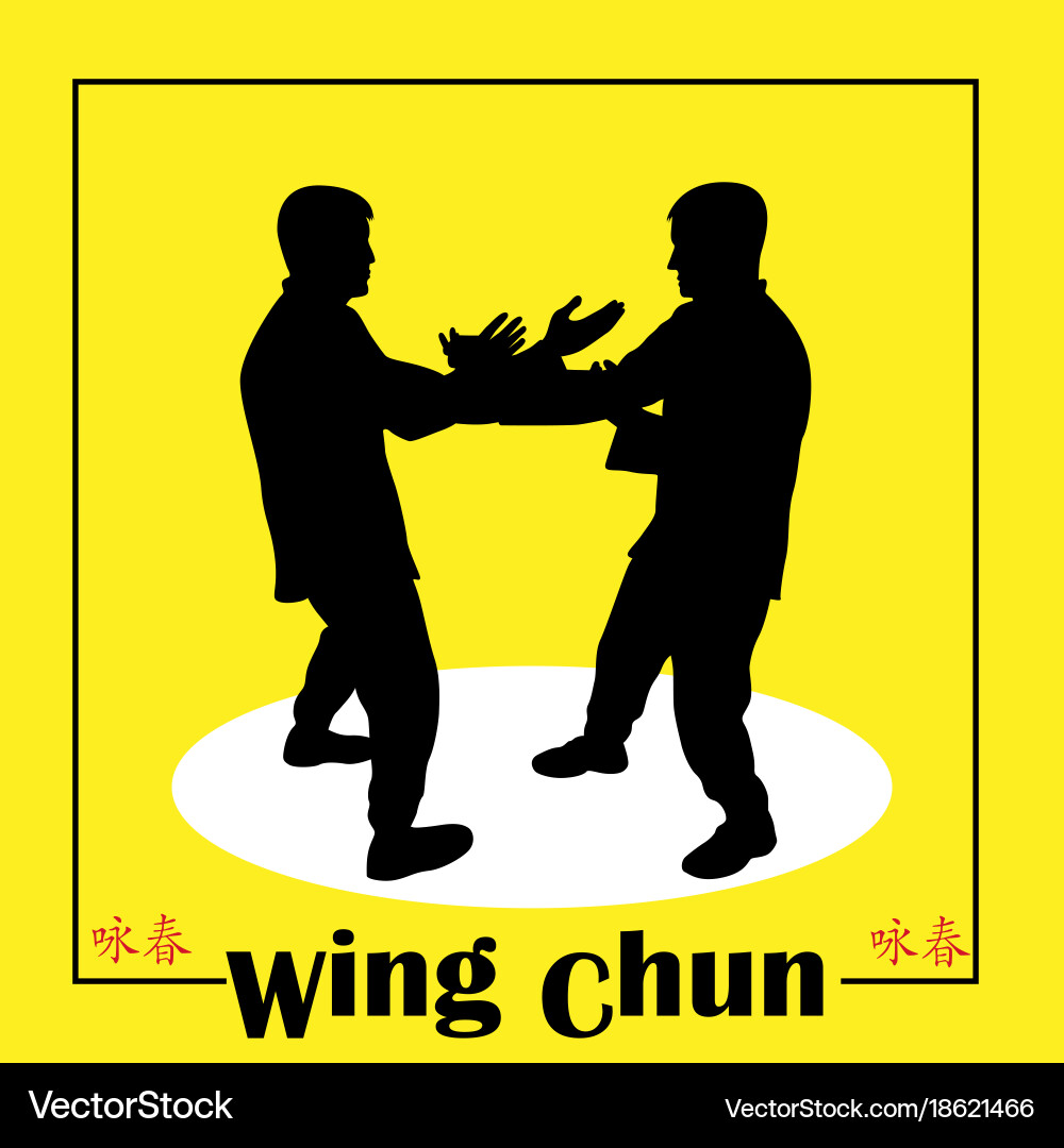 Men demonstrate kung fu wing chun Royalty Free Vector Image