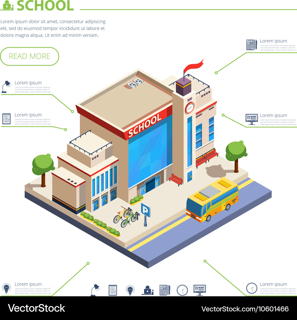 School building design Royalty Free Vector Image