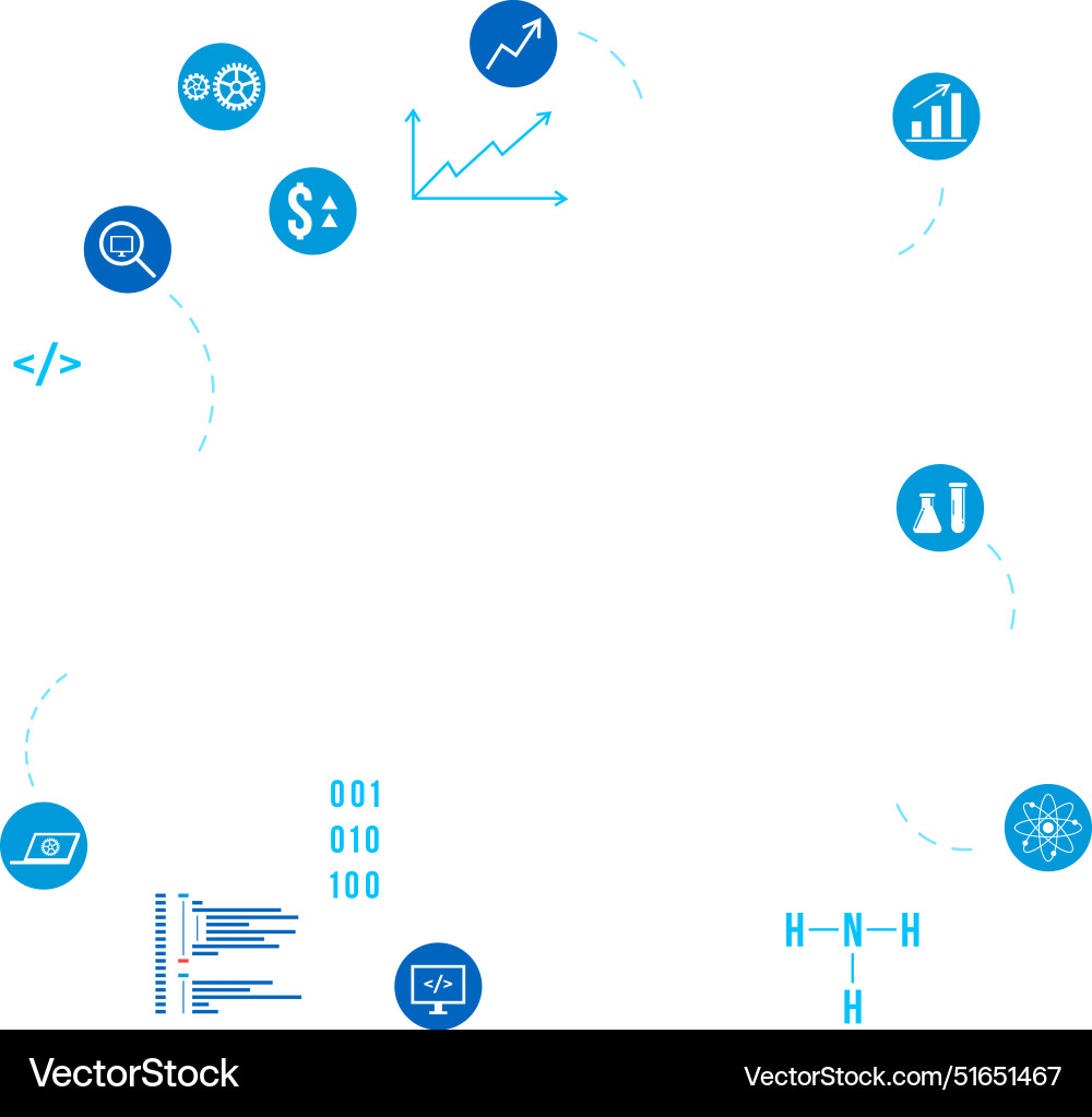 Blue icons technology science concept circular Vector Image