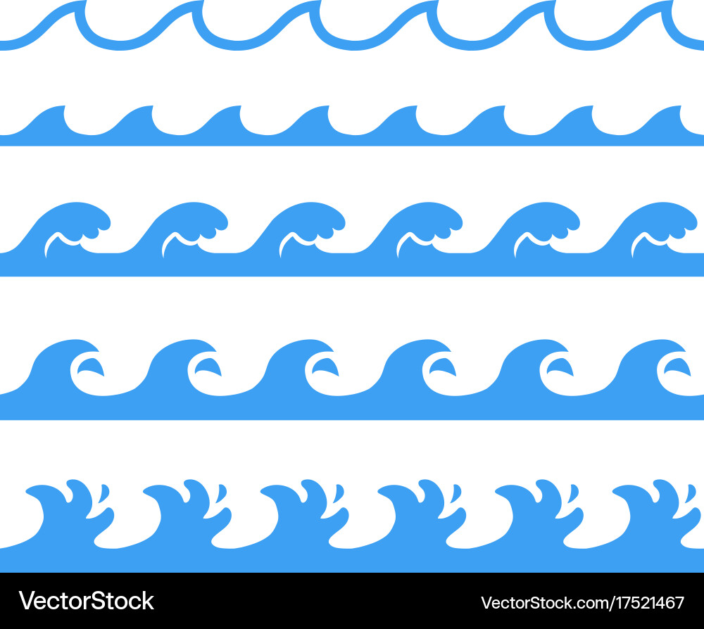Blue Wave Pattern - Seamless Royalty Free Vector Image
