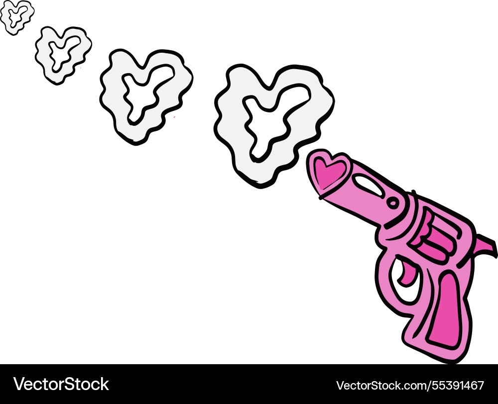 Cartoon gun and heart cloud Royalty Free Vector Image