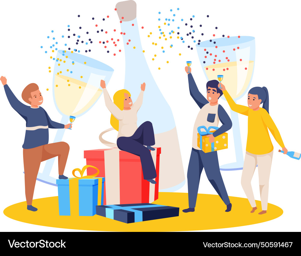 Festive people celebration composition Royalty Free Vector