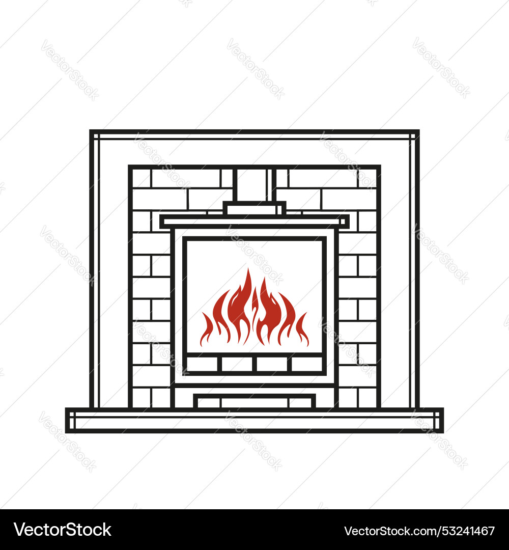 Furnace outline editable stroke icon fireplace Vector Image