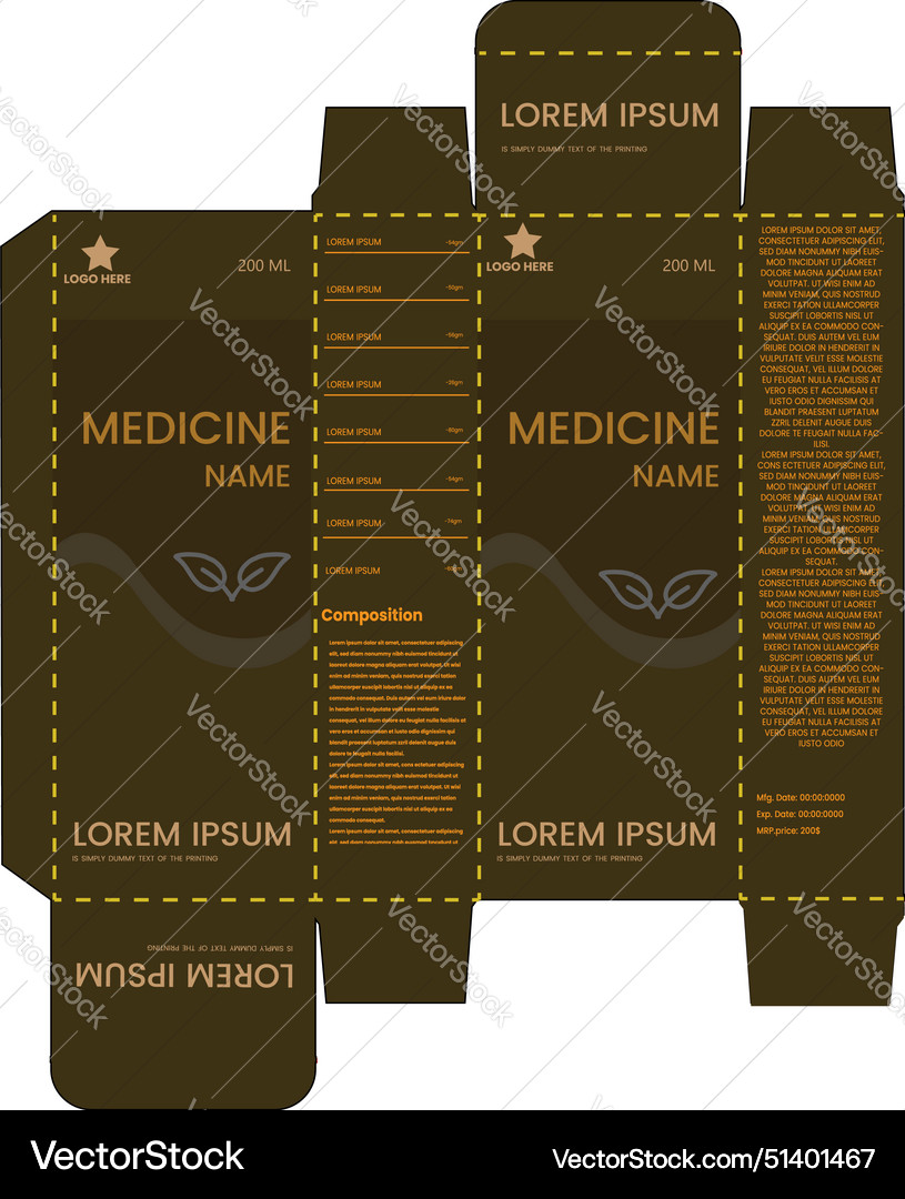 Medicine box packeging design template set of med Vector Image