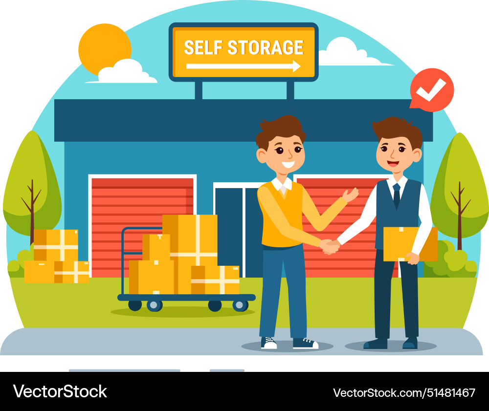 Self storage featuring cardboard boxes filled Vector Image