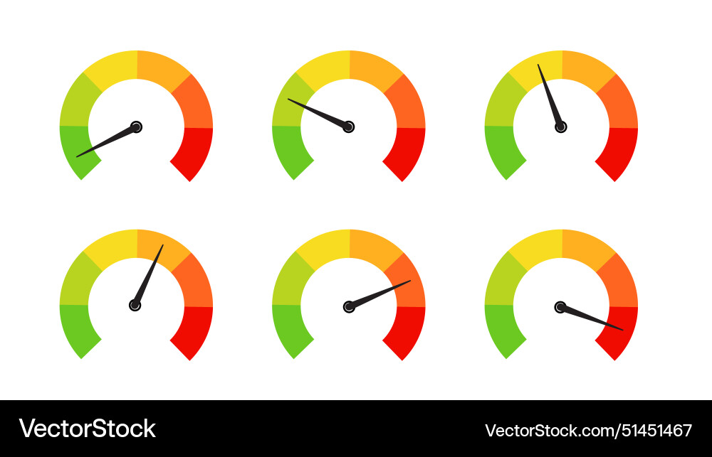 Set of colorful speedometers flat collection on Vector Image