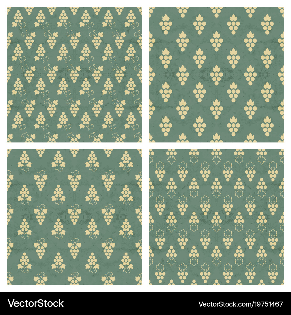 Set of grunge seamless pattern grapes Royalty Free Vector