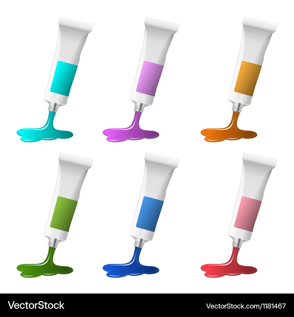 Six tubes of paint Royalty Free Vector Image - VectorStock