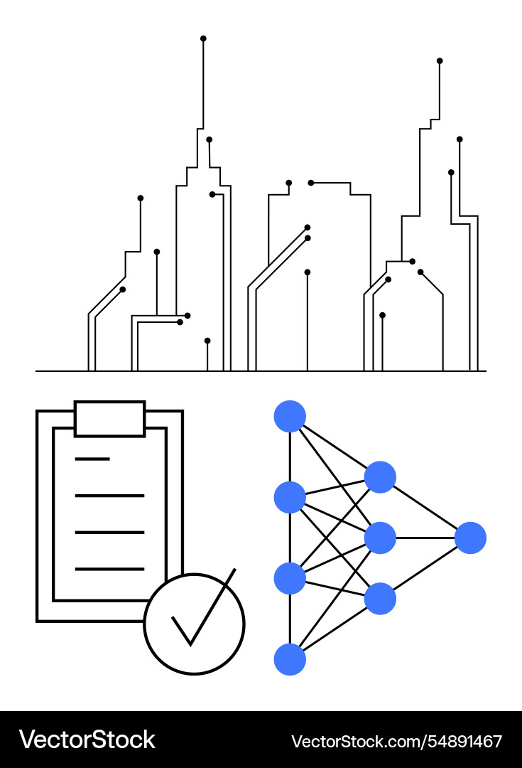 Smart city infrastructure with neural network Vector Image