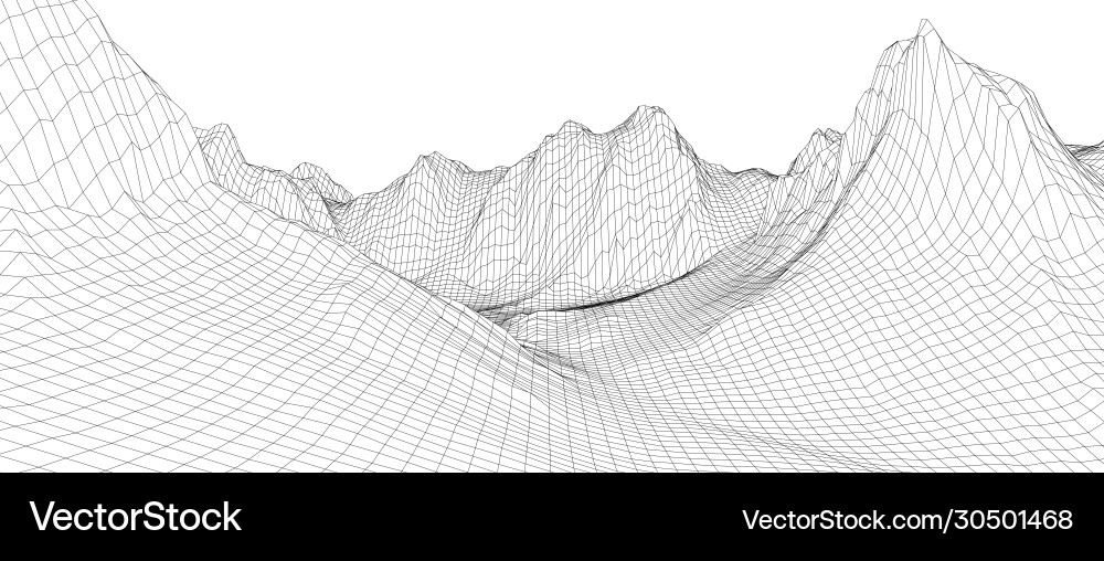 3D Wireframe Landscape Blueprint Royalty Free Vector Image