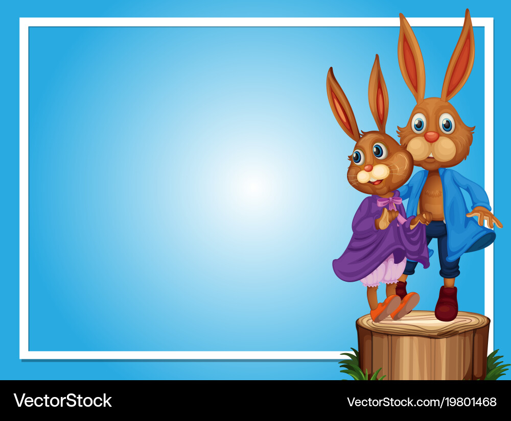 Border template with two rabbits Royalty Free Vector Image