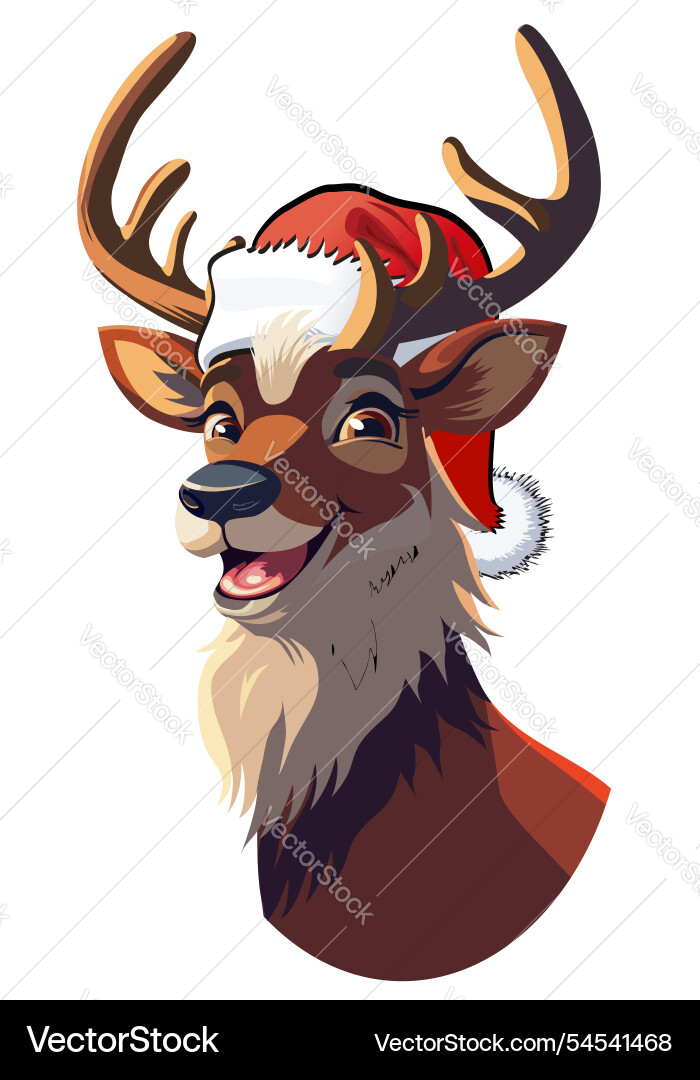 Cartoon reindeer portrait Royalty Free Vector Image