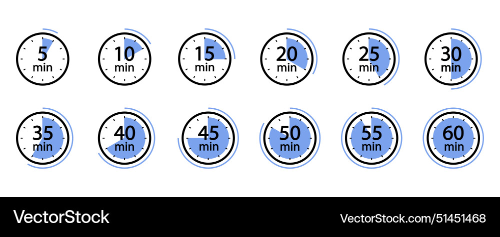Cooking time countdown timer symbol set Royalty Free Vector