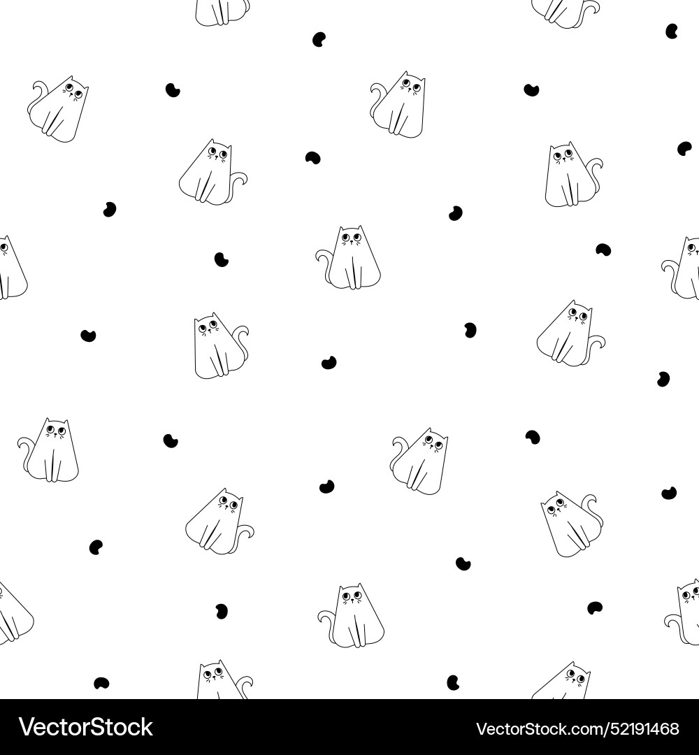 Cute funny cat seamless pattern coloring page Vector Image