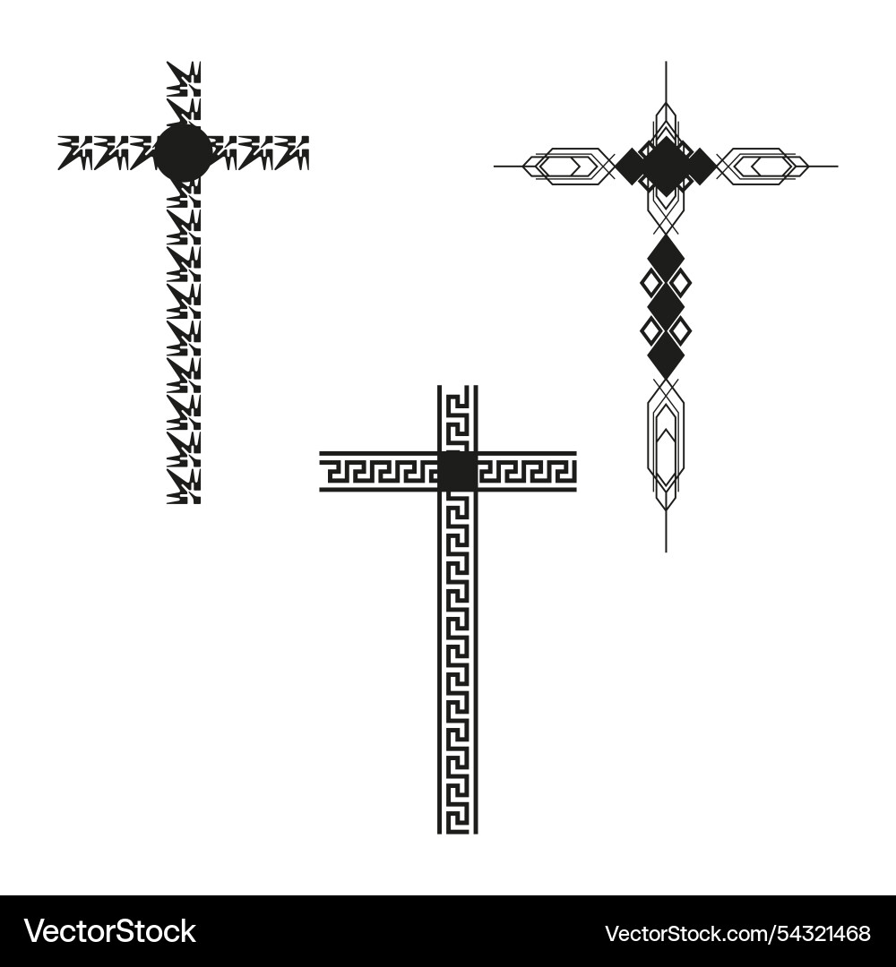 Decorative cross icon black pattern symbol Vector Image