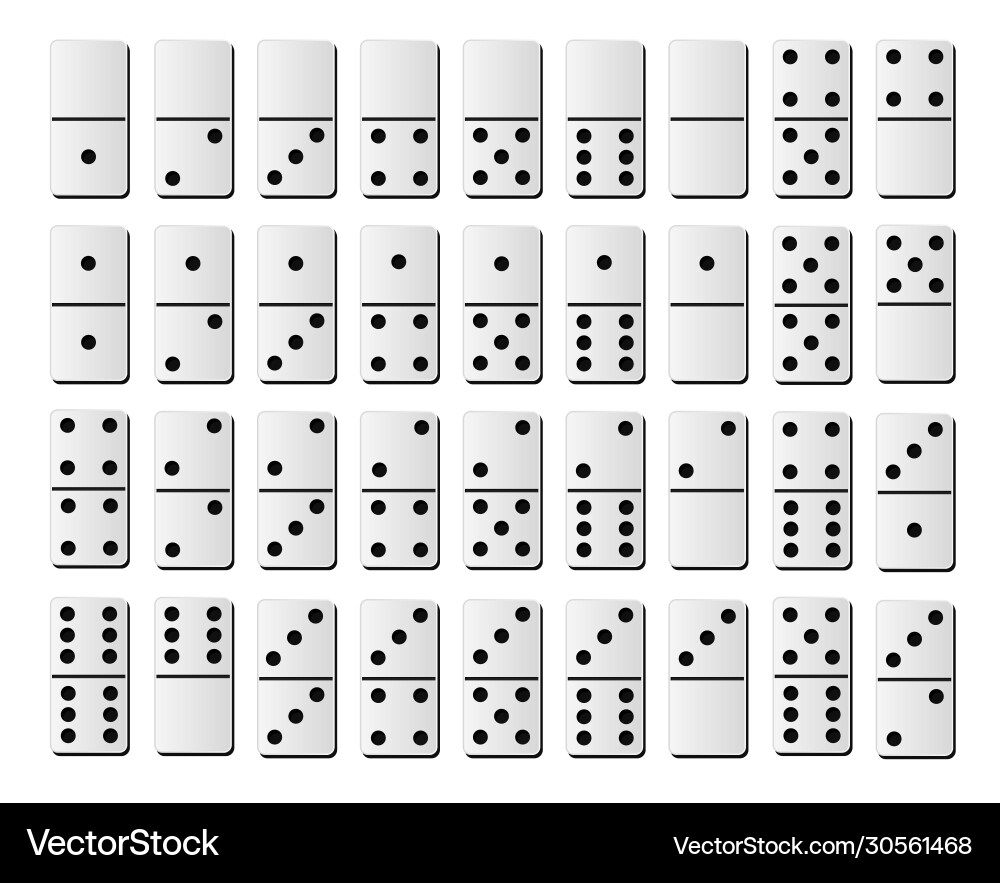 Dominoes or domino tiles white isolated Royalty Free Vector