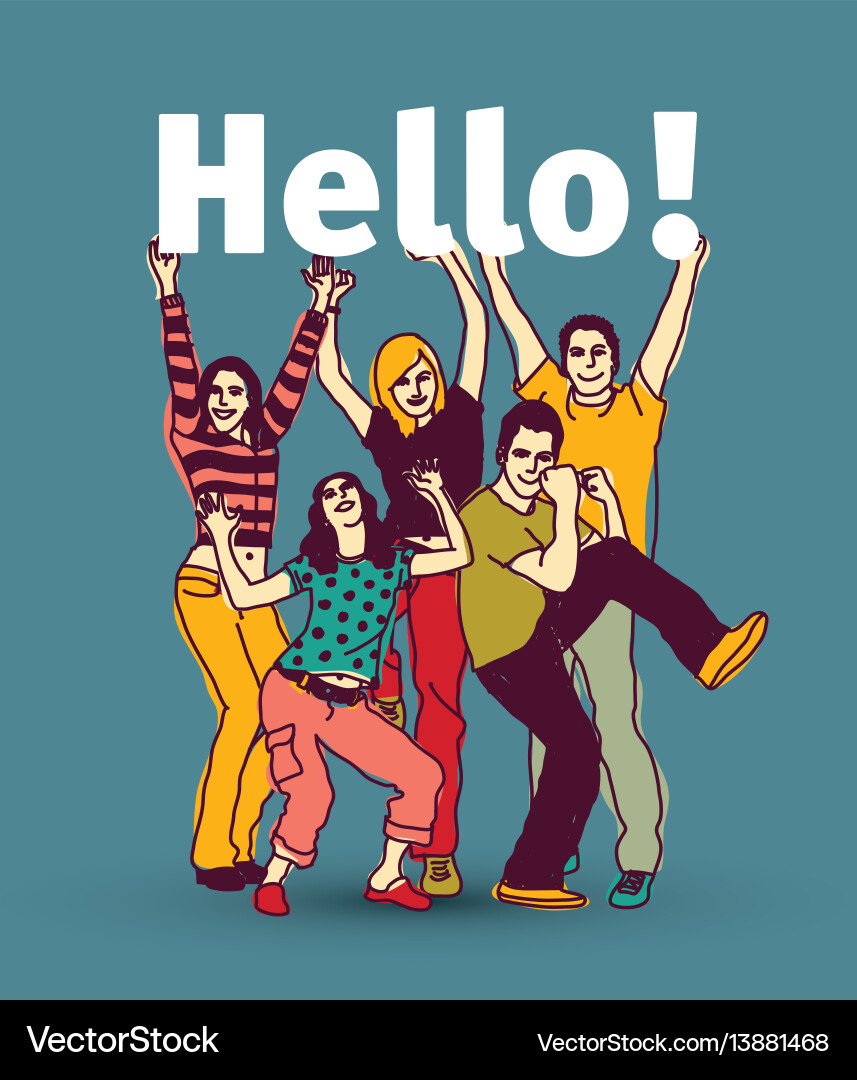Hello sign team group business people Royalty Free Vector