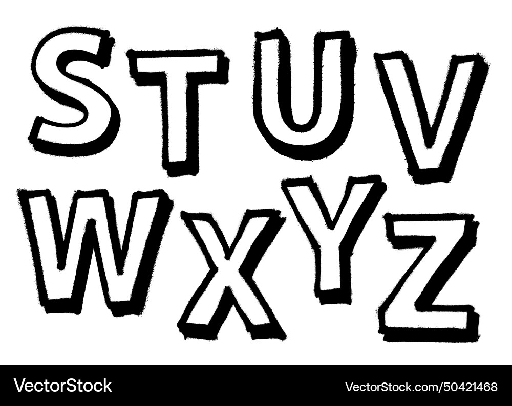 Letters abc graffiti alphabet with spray lines Vector Image