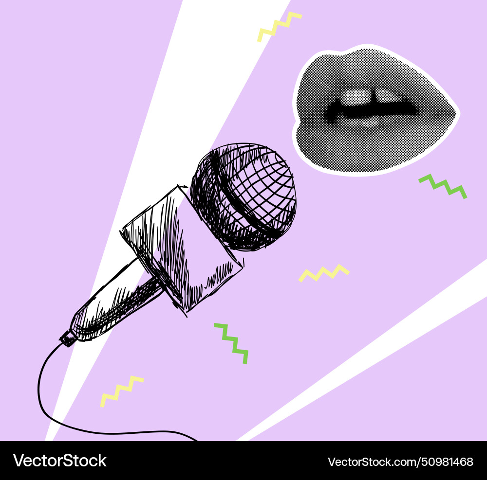 Microphone singing mouth Royalty Free Vector Image