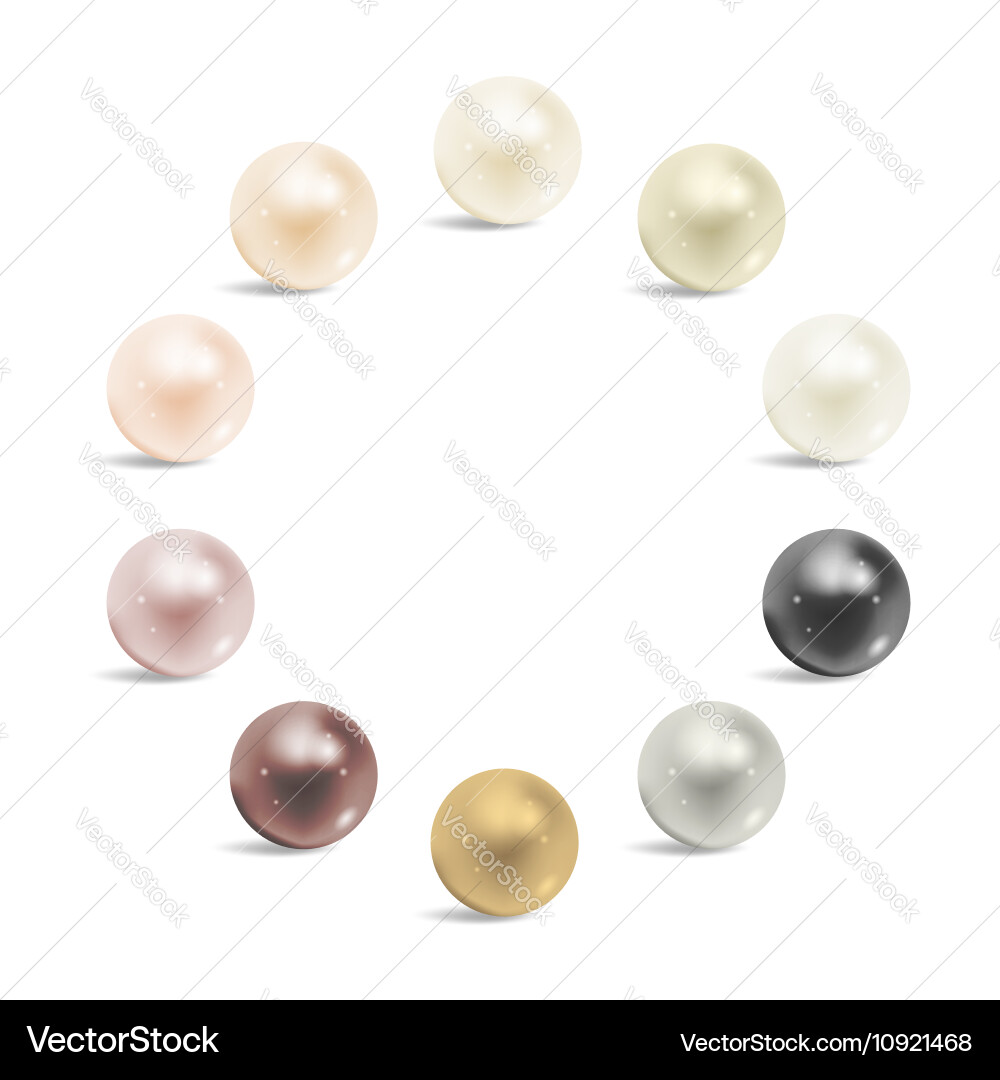 Pearl realistic set isolated on white background Vector Image
