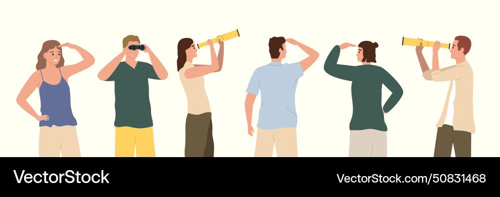 People looking into distance future flat Vector Image