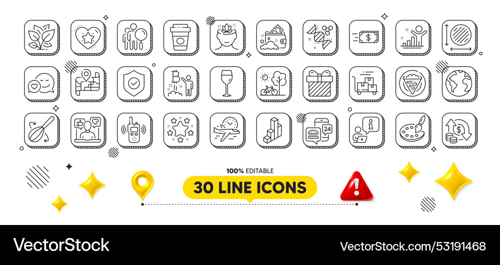 Transmitter leaf and change money line icons pack Vector Image