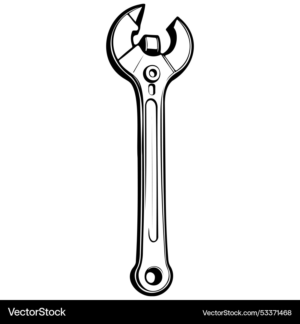 Wrench of hand drawn line transpiderarent Vector Image