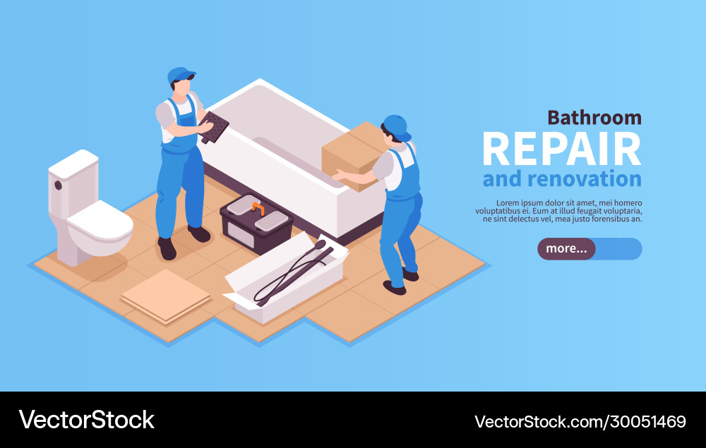 Bathroom repairs horizontal banner Royalty Free Vector Image