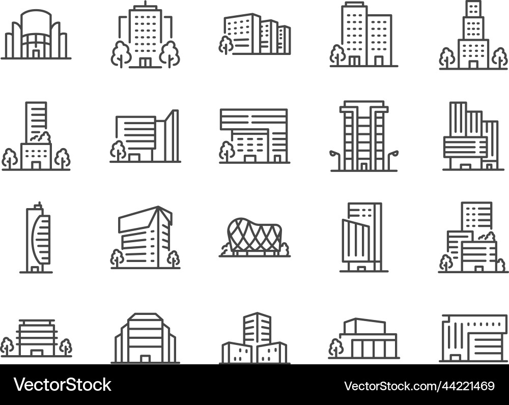 Buildings icon set Royalty Free Vector Image - VectorStock