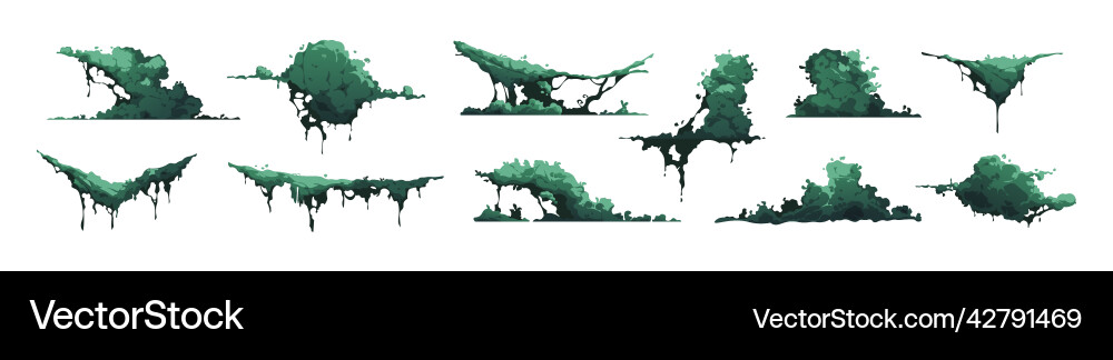 Cartoon Moss & Fungi - Green Flora Royalty Free Vector