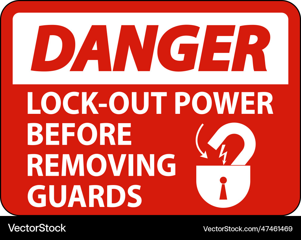 Danger lock-out power label on white background Vector Image