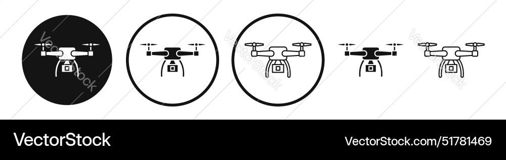 Drone icon set black filled and outlined style Vector Image