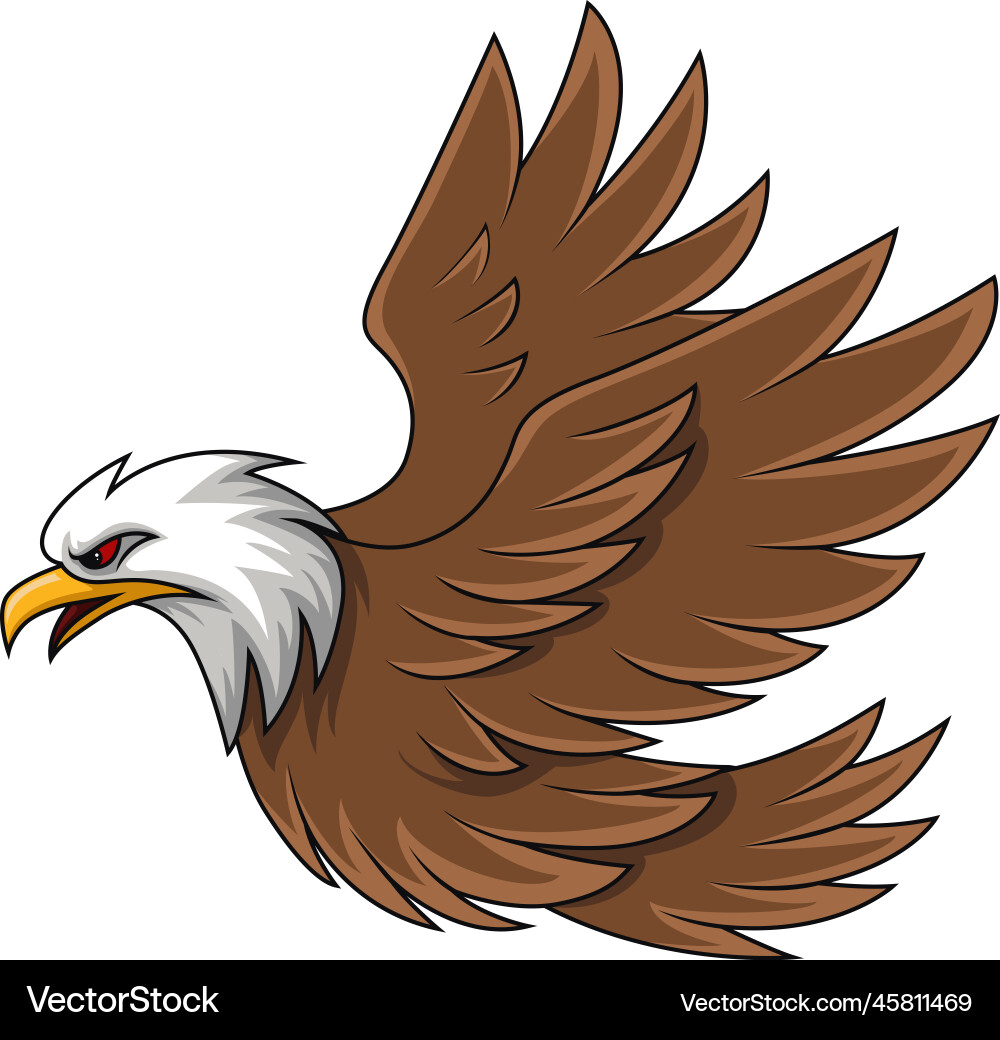 Eagle cartoon mascot character flying Royalty Free Vector