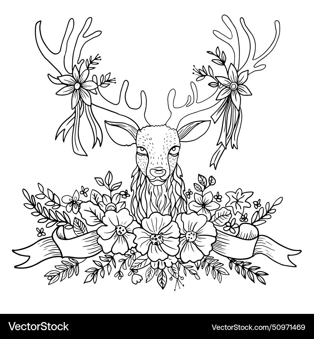 Hand drawn coloring book page midsummer swedish Vector Image