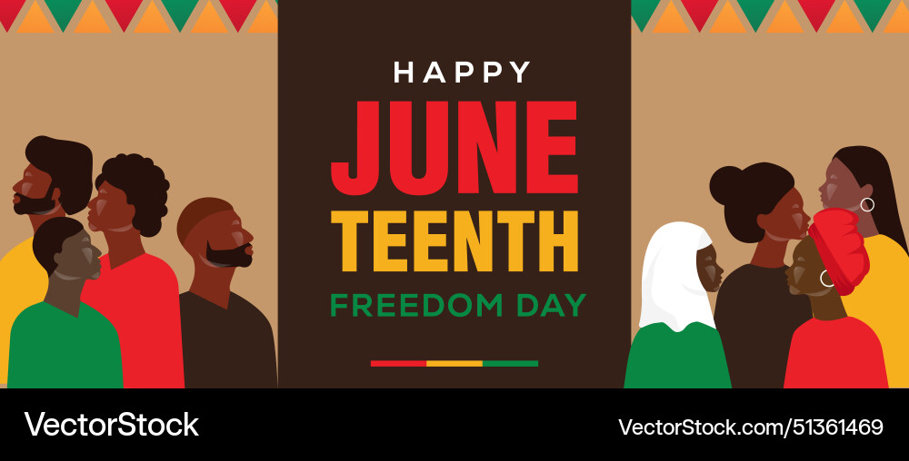 Happy juneteenth freedom day horizontal banner Vector Image