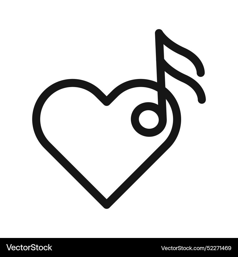 Heard heart note icon black line art logo Vector Image