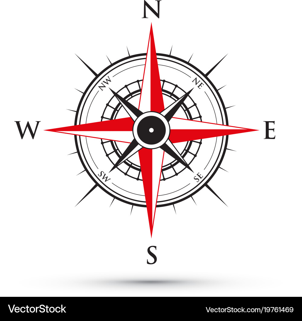 Red compass Royalty Free Vector Image - VectorStock