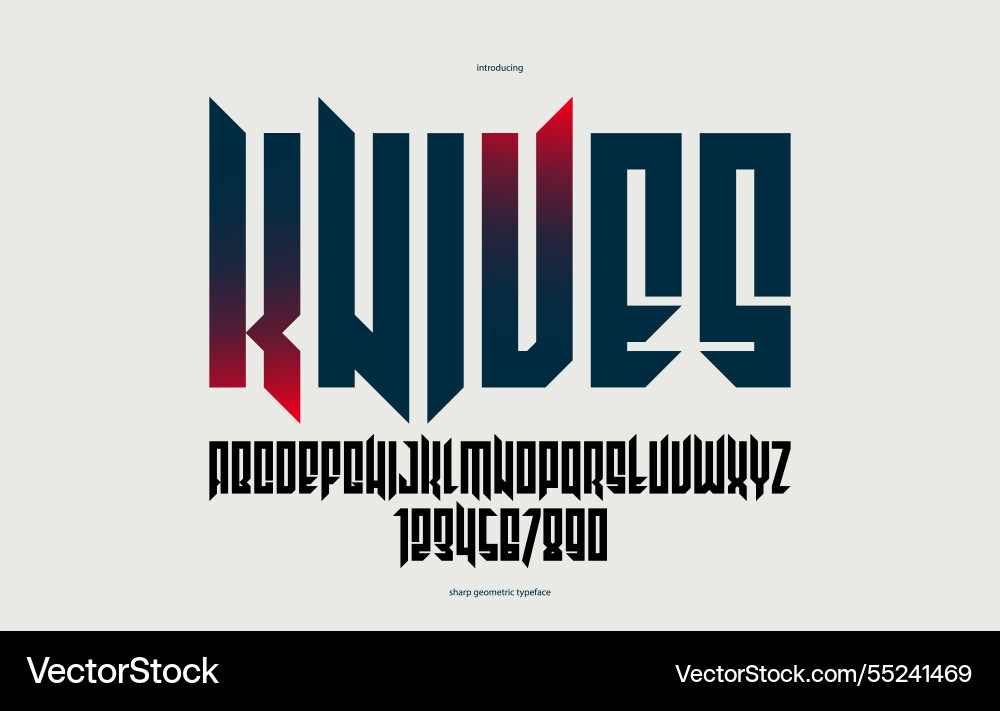 Sharp and bold display condensed font for logos Vector Image