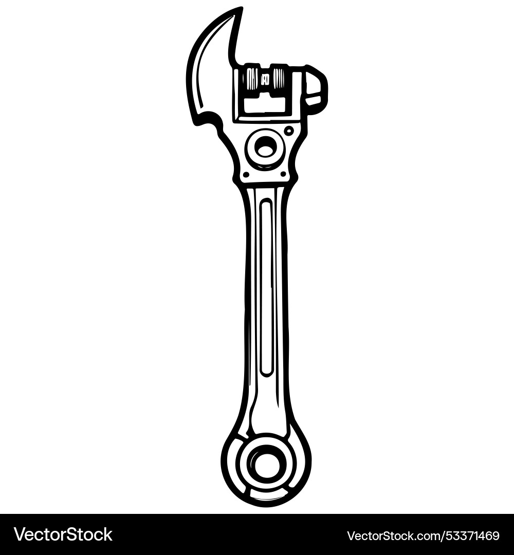Wrench sketches hand drawn line transpiderarent Vector Image
