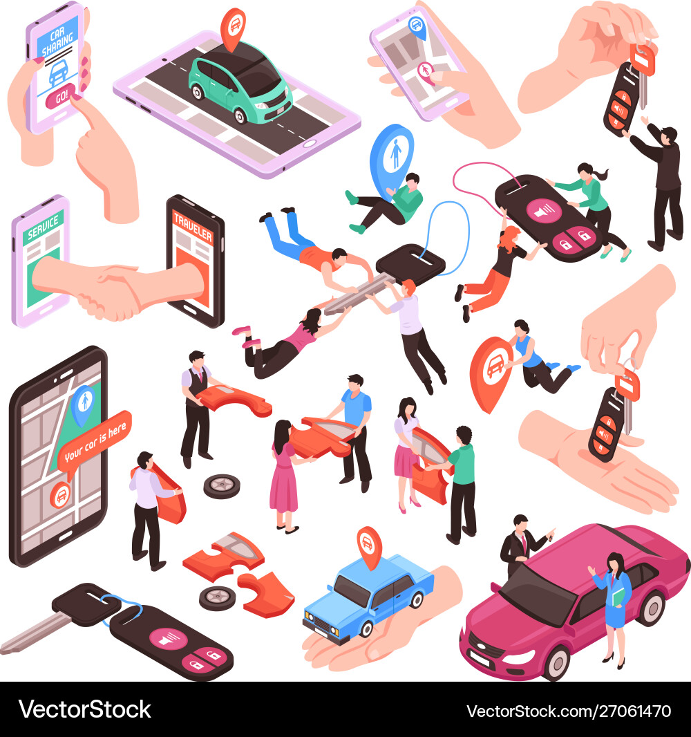 Car sharing set Royalty Free Vector Image - VectorStock