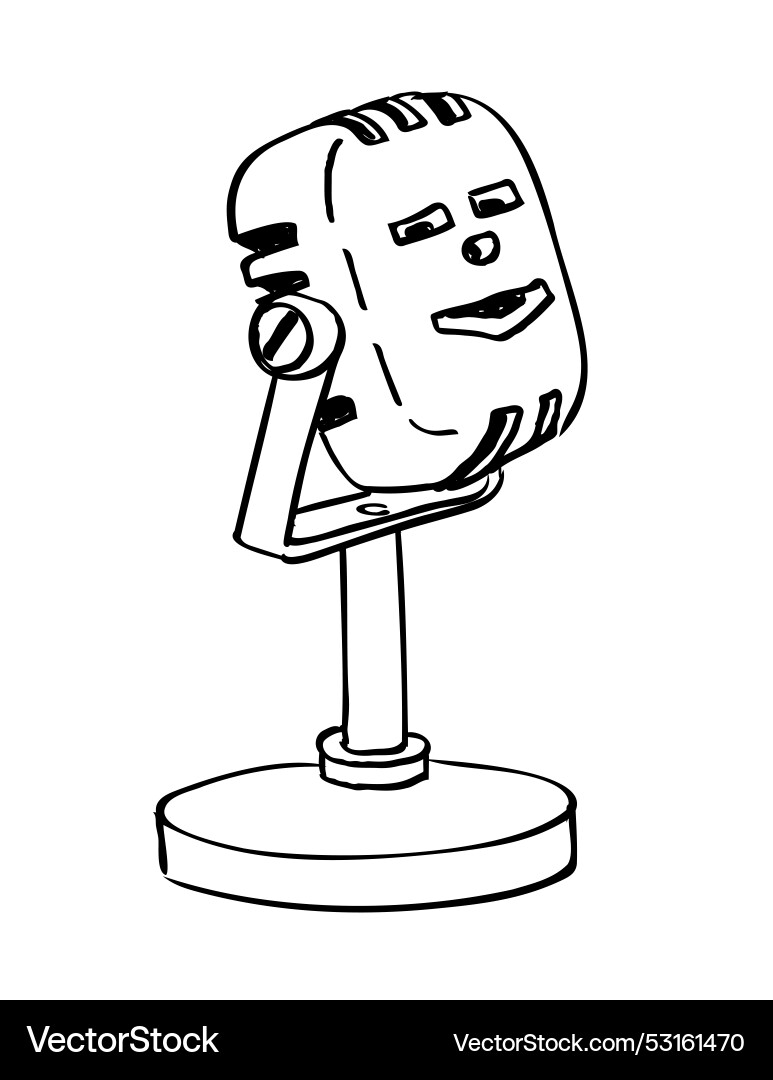 Cartoon vintage microphone mic talking drawing Vector Image