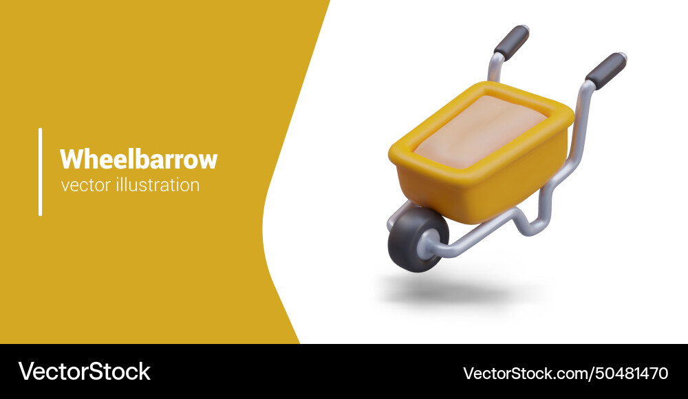 Construction wheelbarrow with sand top view Vector Image