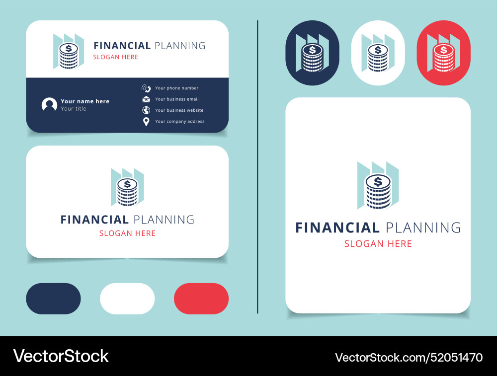Financial planning business card design featuring Vector Image
