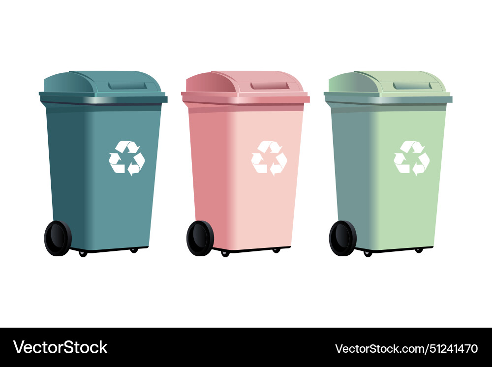 Flat of street garbage bins Royalty Free Vector Image