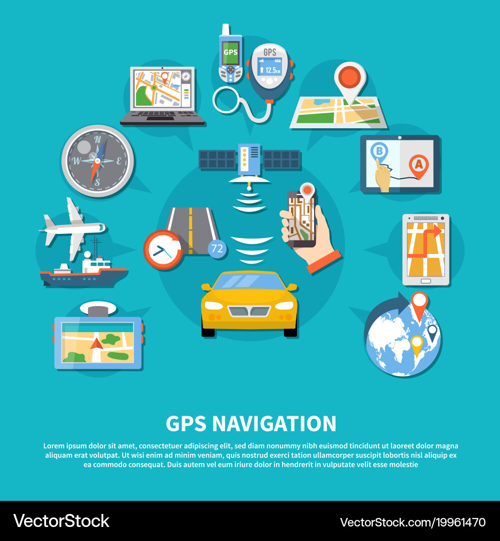 Gps navigation system background Royalty Free Vector Image