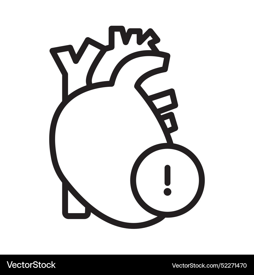 Heart attack icon black line art logo Royalty Free Vector