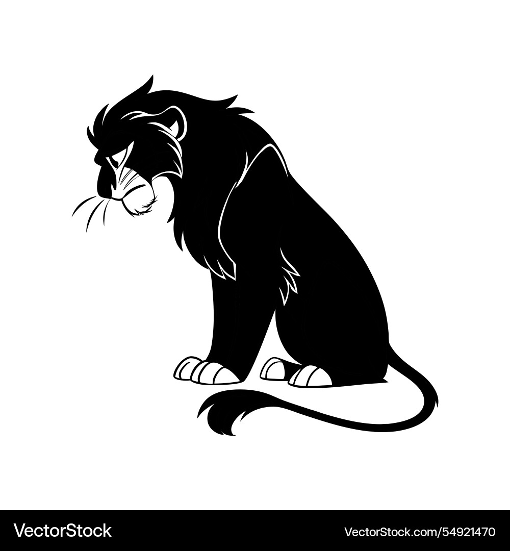 High-quality sad lion black Royalty Free Vector Image
